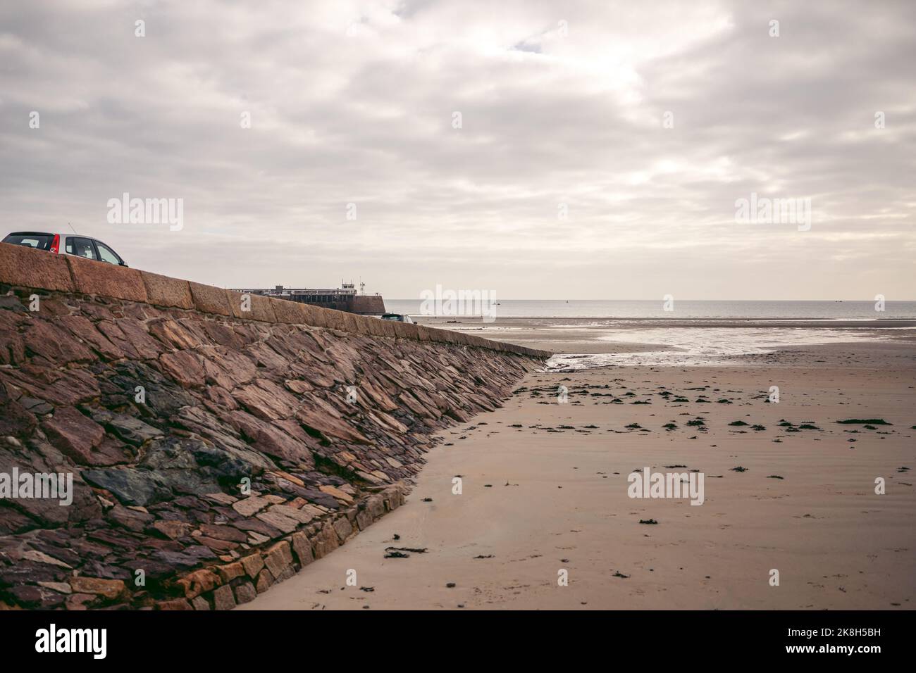 Beautiful beaches of Jersey Island (Channel Isnads, UK) on cluody cold ...