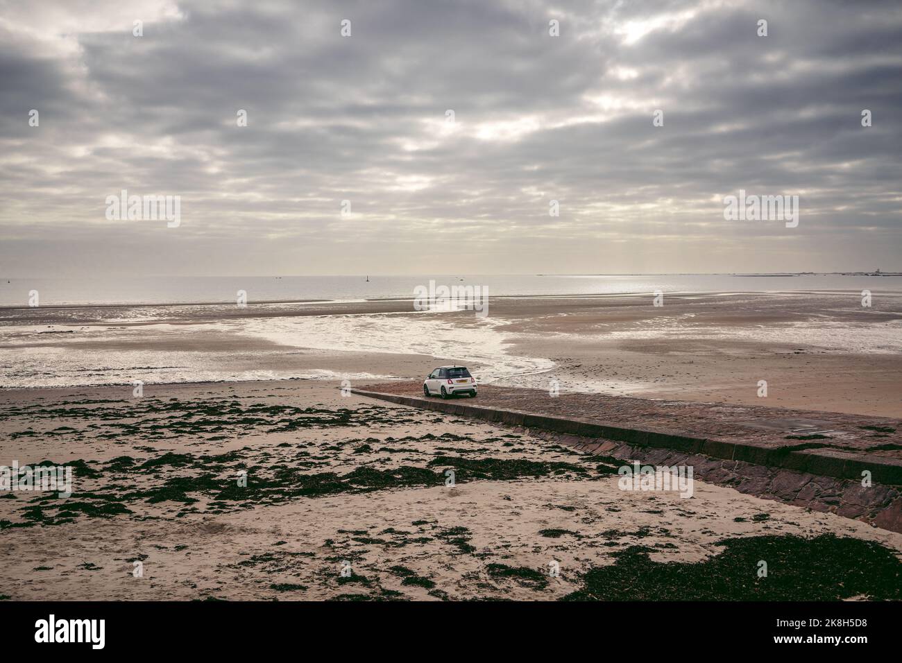 Beautiful beaches of Jersey Island (Channel Isnads, UK) on cluody cold ...