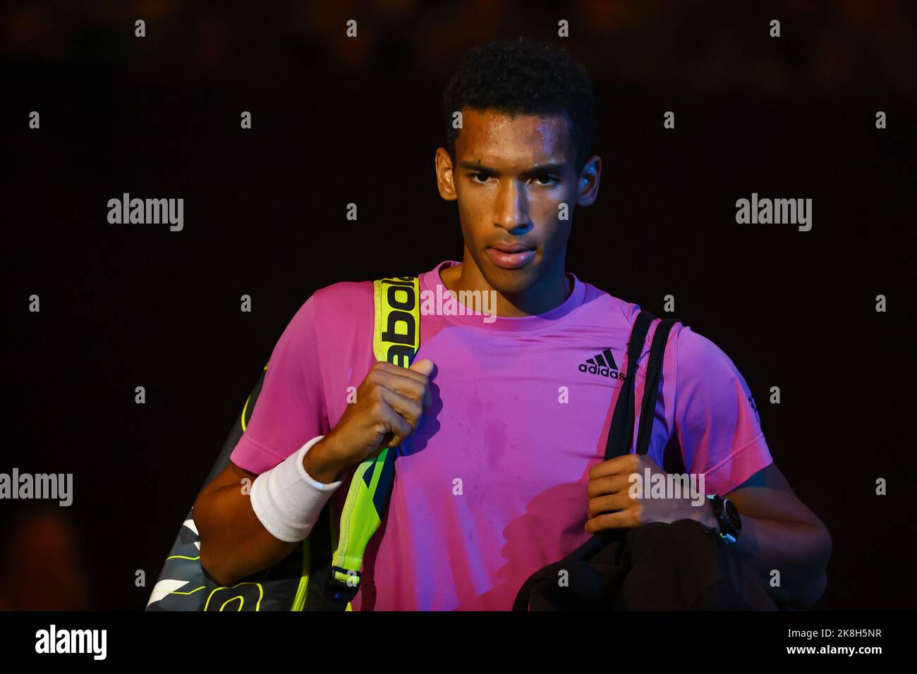 Canadian Felix Auger-Aliassime pictured before the men's singles final match between Canadian ...