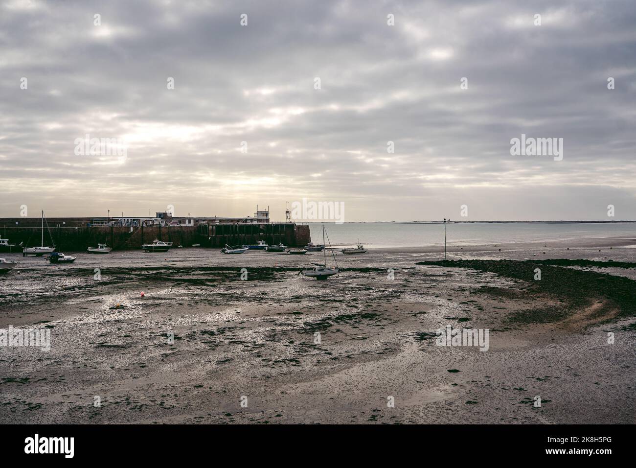 Beautiful beaches of Jersey Island (Channel Isnads, UK) on cluody cold ...