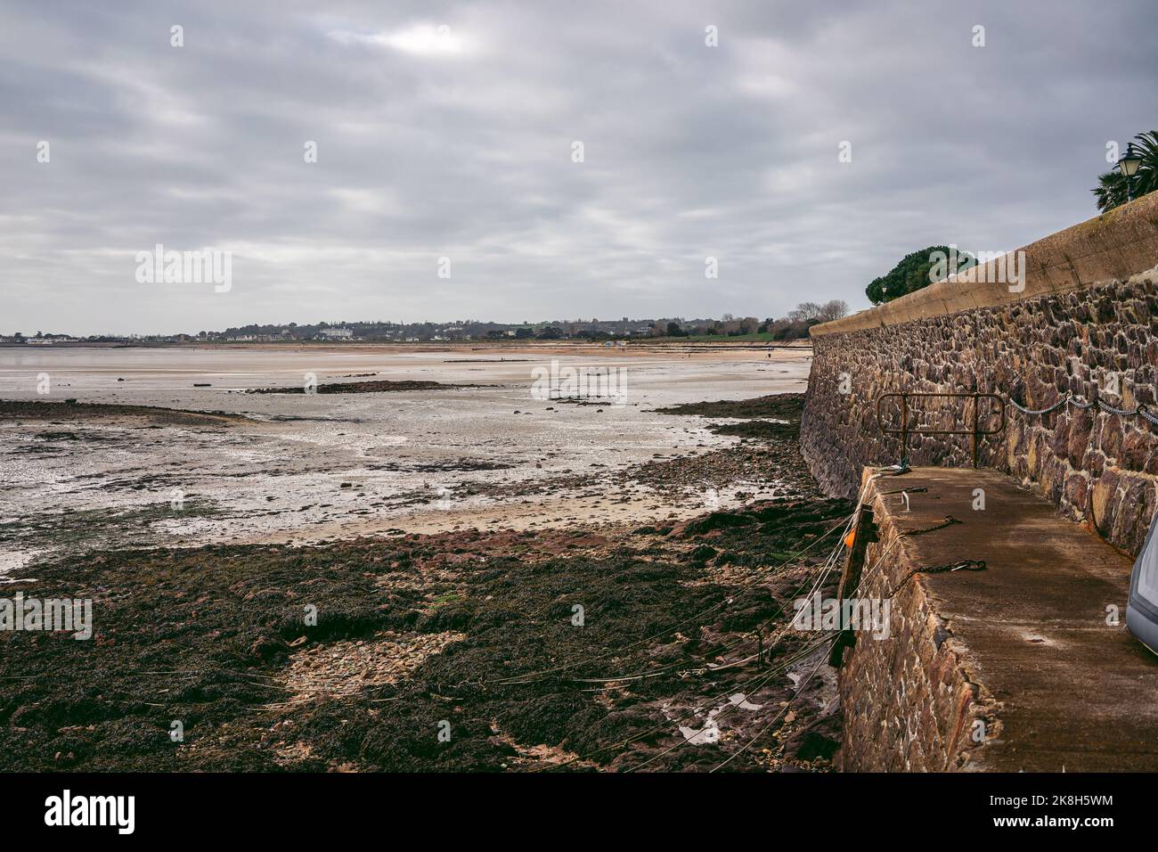 Beautiful beaches of Jersey Island (Channel Isnads, UK) on cluody cold ...