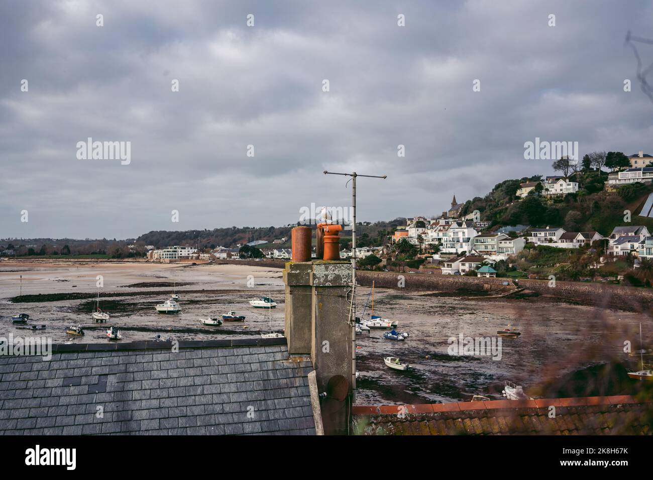 Beautiful beaches of Jersey Island (Channel Isnads, UK) on cluody cold ...