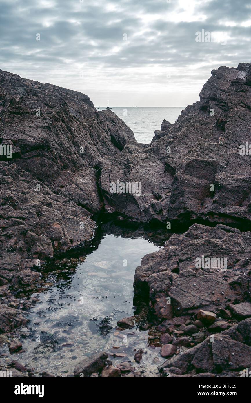 Beautiful nature views of coastal cliffs and beaches on Jersey Island ...