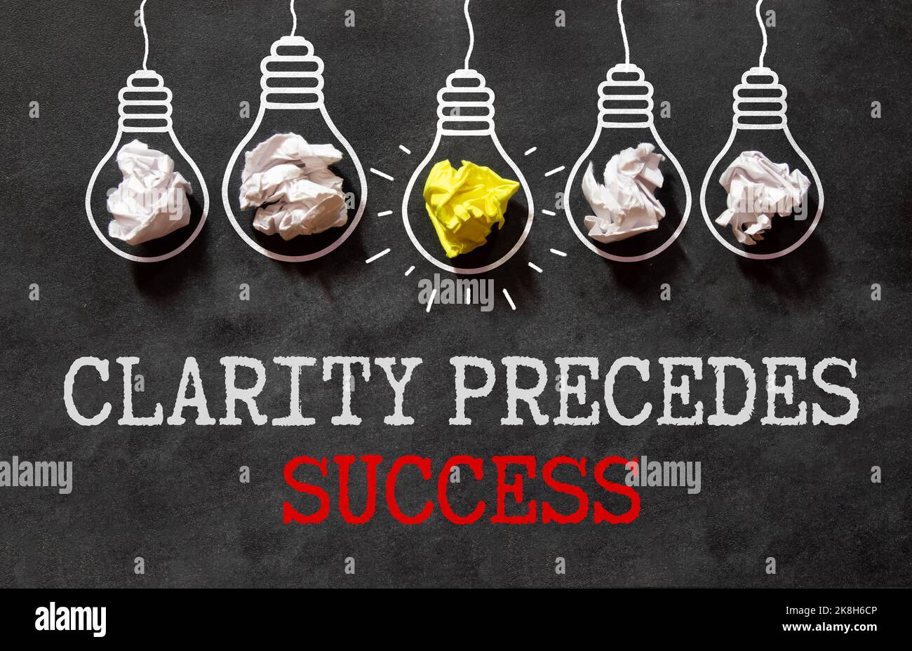 Clarity, Precedes, Success write on sticky notes isolated on office ...