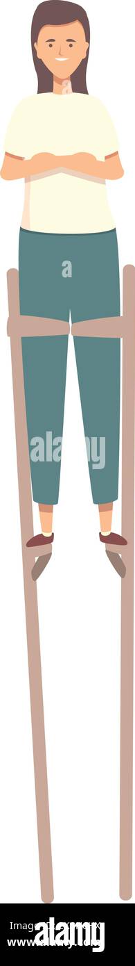 Girl stilt walker icon cartoon vector. Street leg. Art performer Stock ...