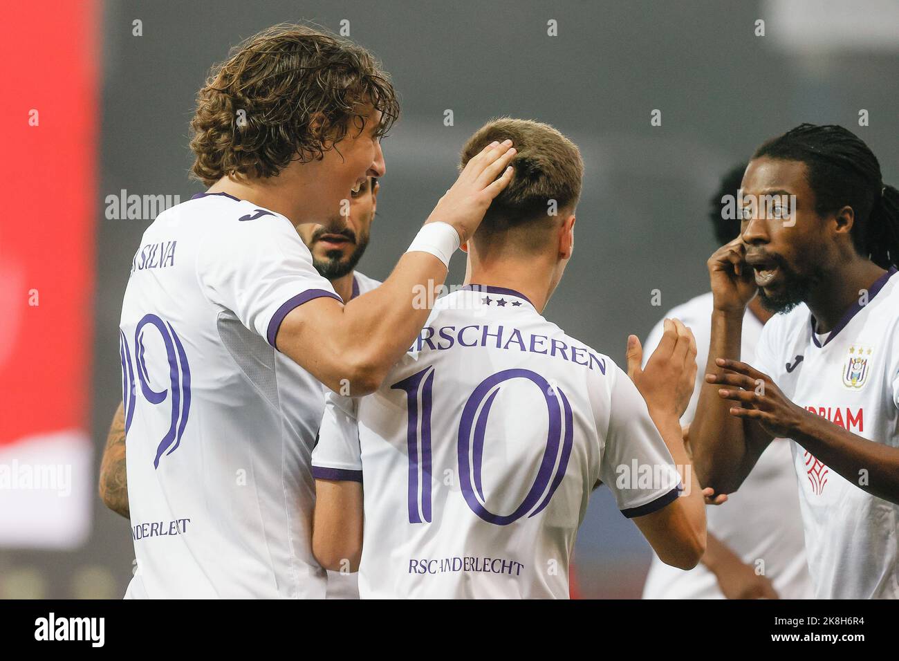 Anderlecht's Yari Verschaeren celebrates during a soccer match between ...