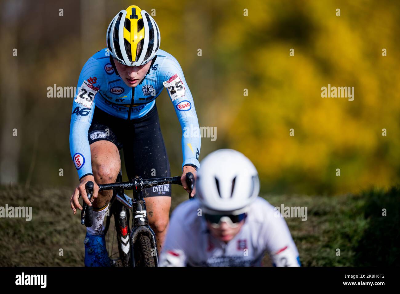 Belgian Fleur Moors pictured in action during the women's junior race ...