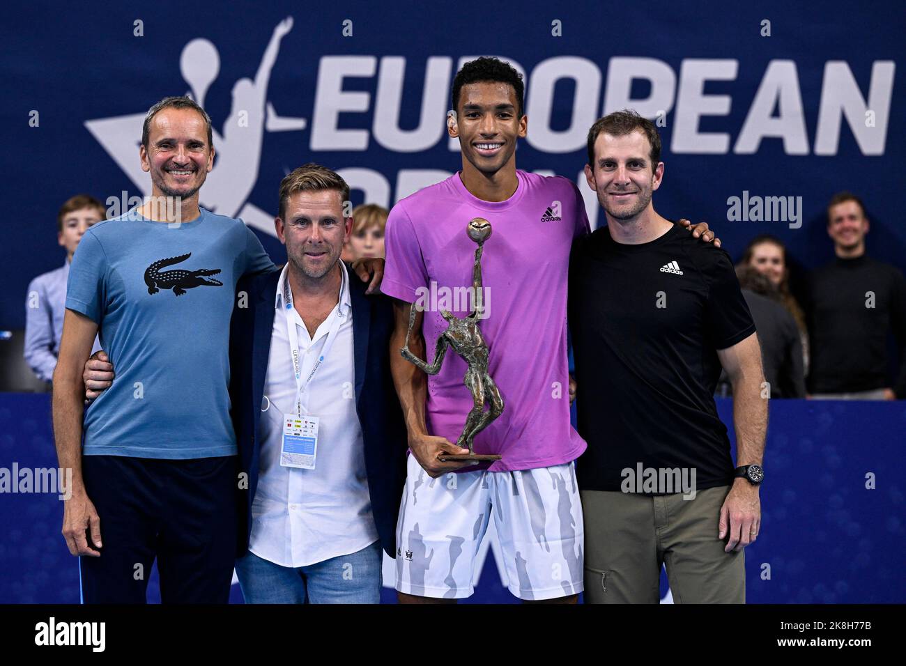 Canadian Felix Auger-Aliassime and his staff pictured after the men's singles final match ...
