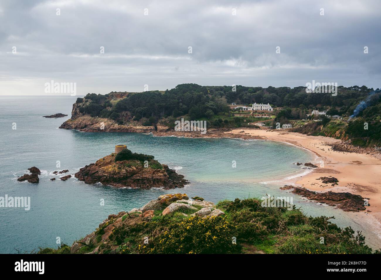Beautiful nature views of coastal cliffs and beaches on Jersey Island ...