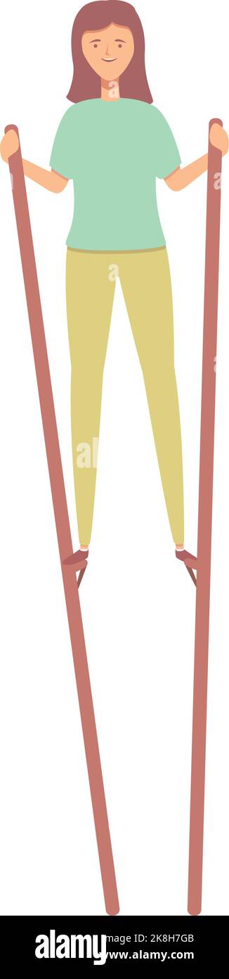 Girl stilt icon cartoon vector. Street leg. Festival artist Stock ...