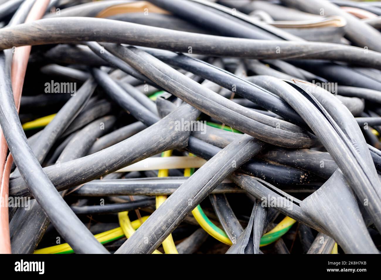 Detail of old damaged and old plastic electrical cables Stock Photo - Alamy
