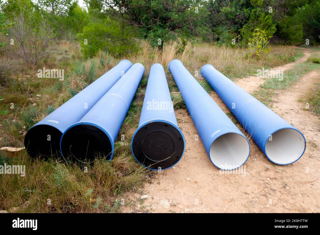 Large modern PVC pipes to channel urban sanitation water, before being ...