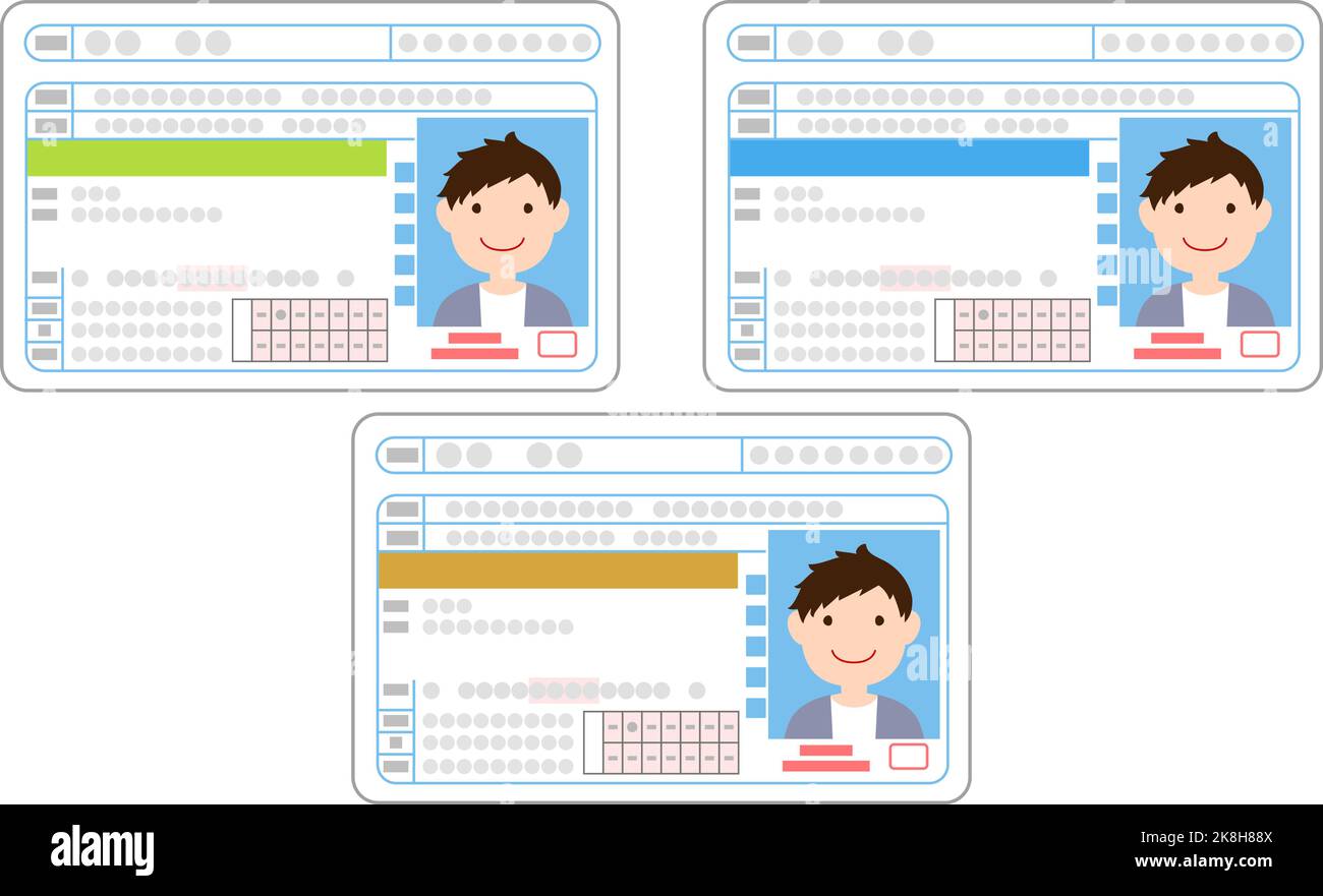 Illustration set of driver's license surface, beginner / general, good ...