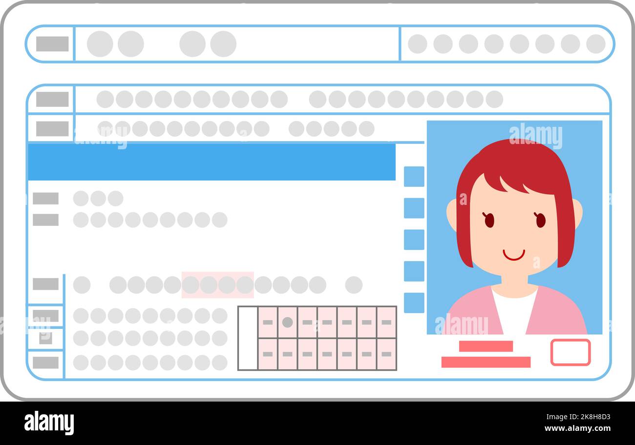 Illustration of driver's license surface, general driver woman Stock ...