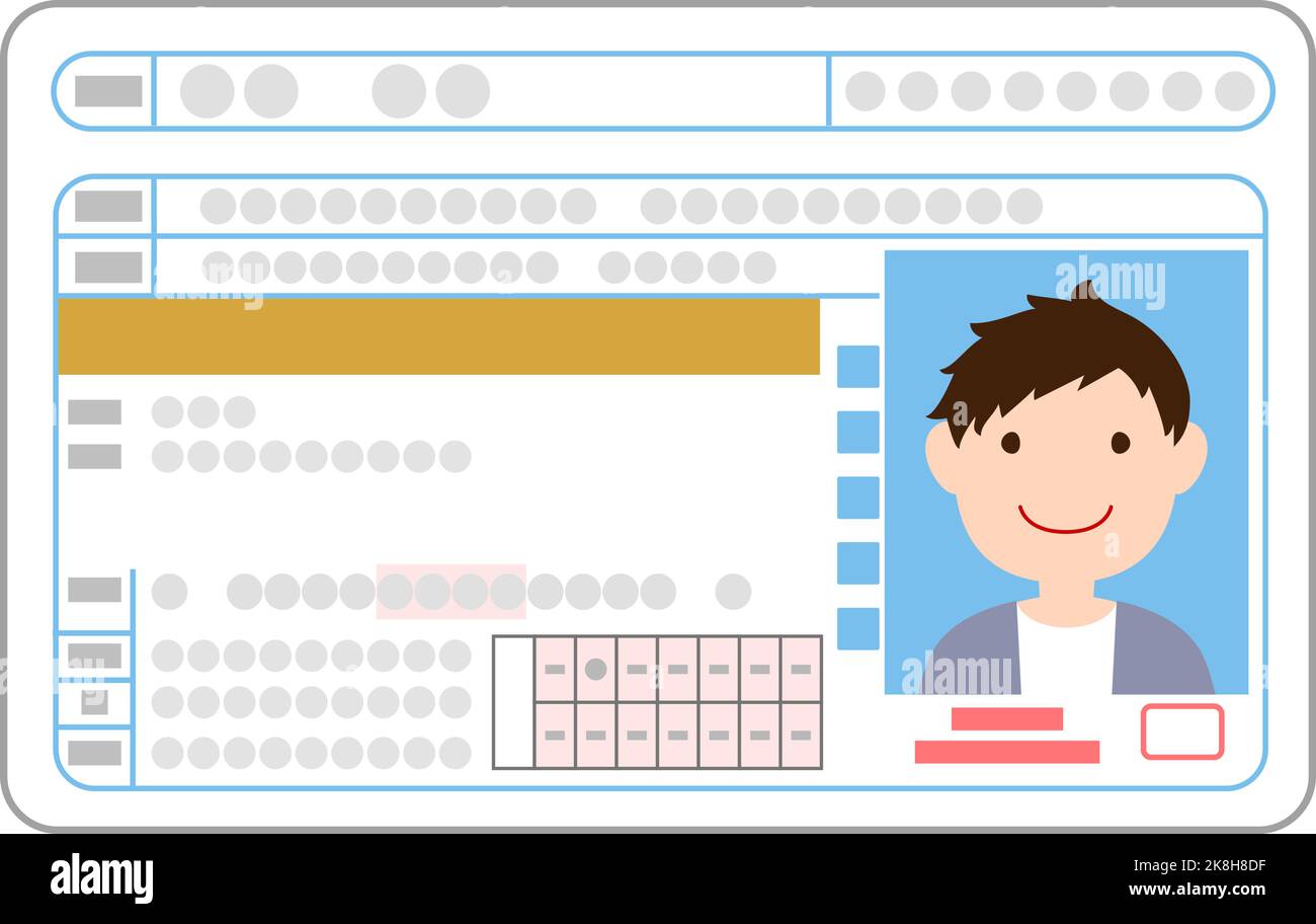 Illustration of a good driver man on the surface of a driver's license ...