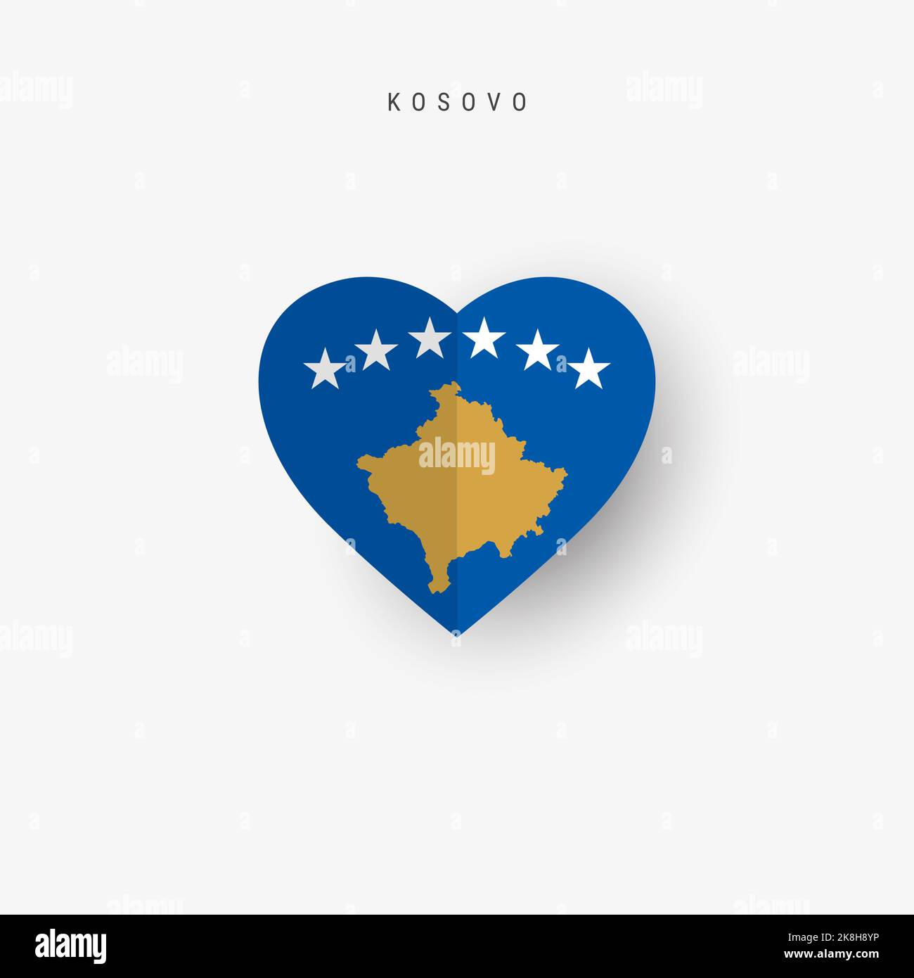 Kosovo heart shaped flag. Origami paper cut Kosovan national banner. 3D ...