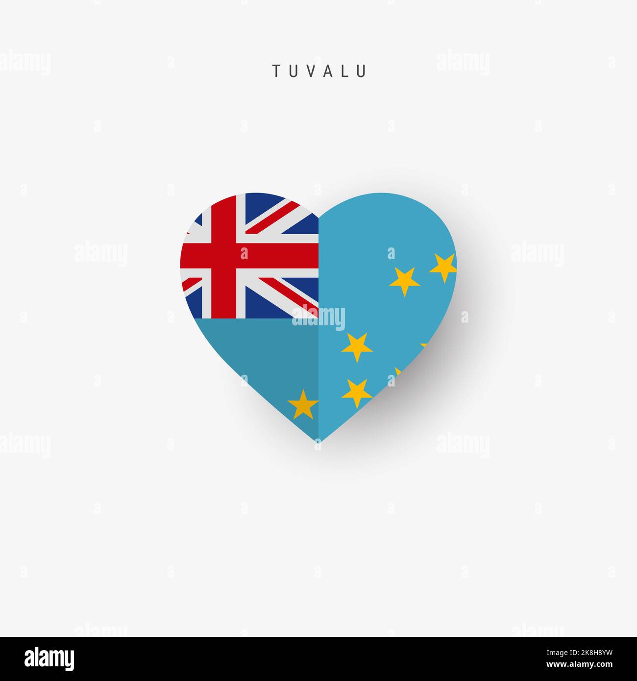 Tuvalu Heart Shaped Flag Origami Paper Cut Ellice Islands National
