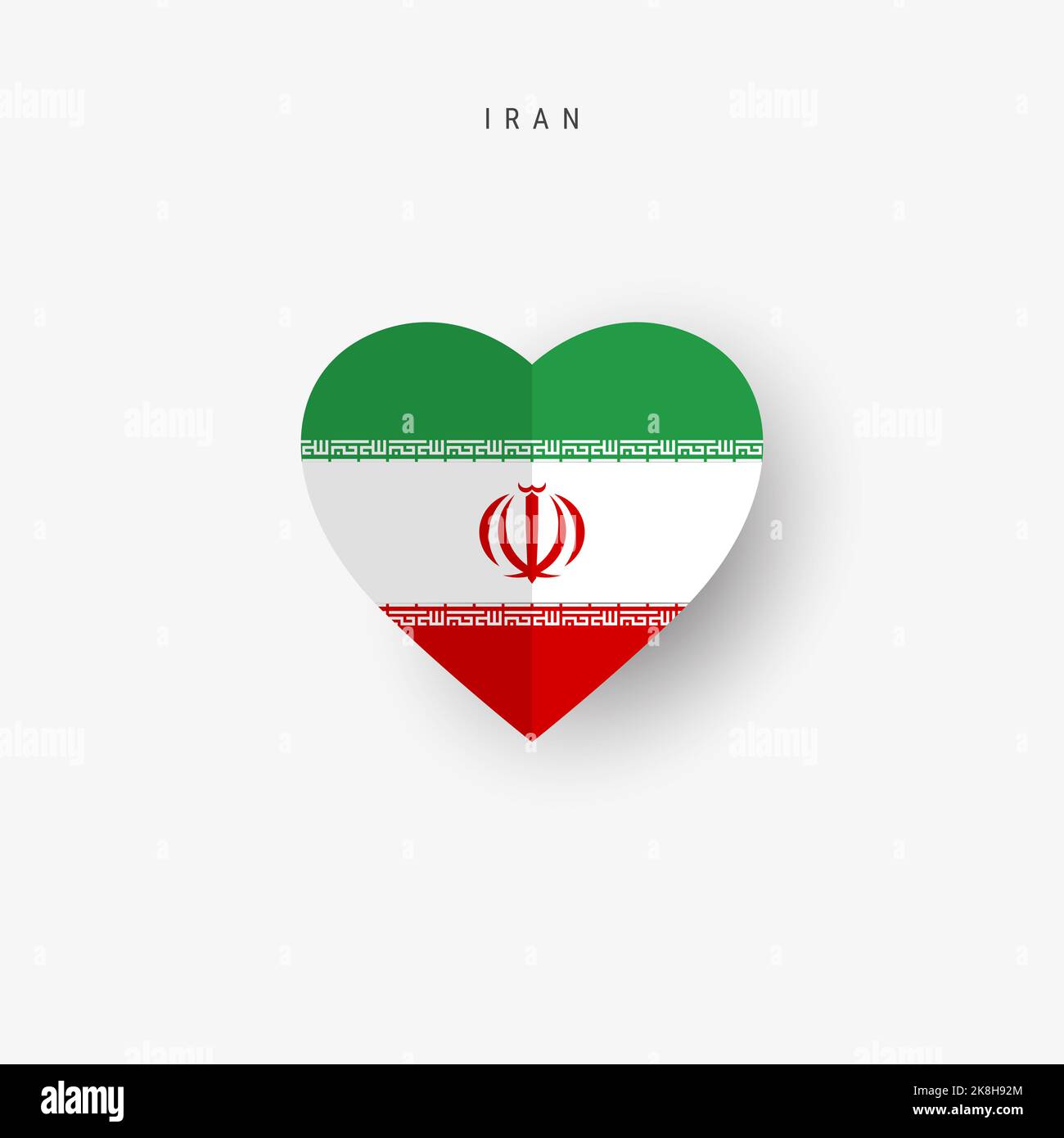 Iran heart shaped flag. Origami paper cut Iranian national banner. 3D ...