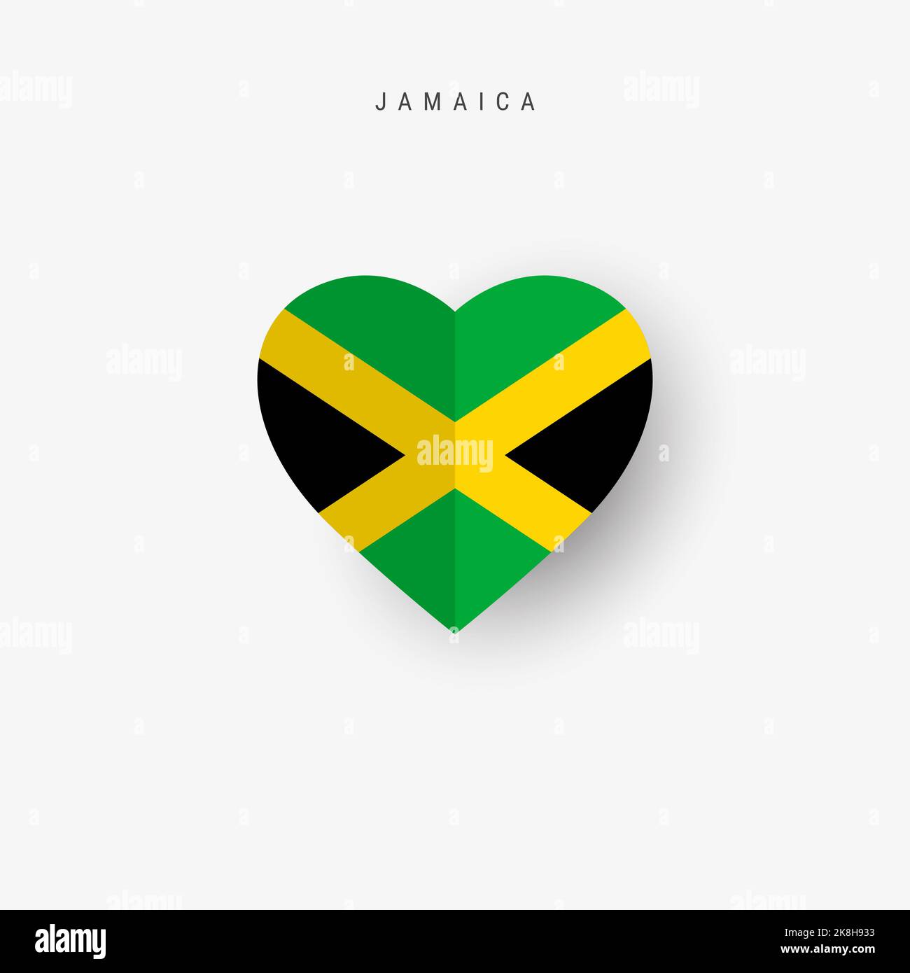 Jamaica heart shaped flag. Origami paper cut Jamaican national banner ...