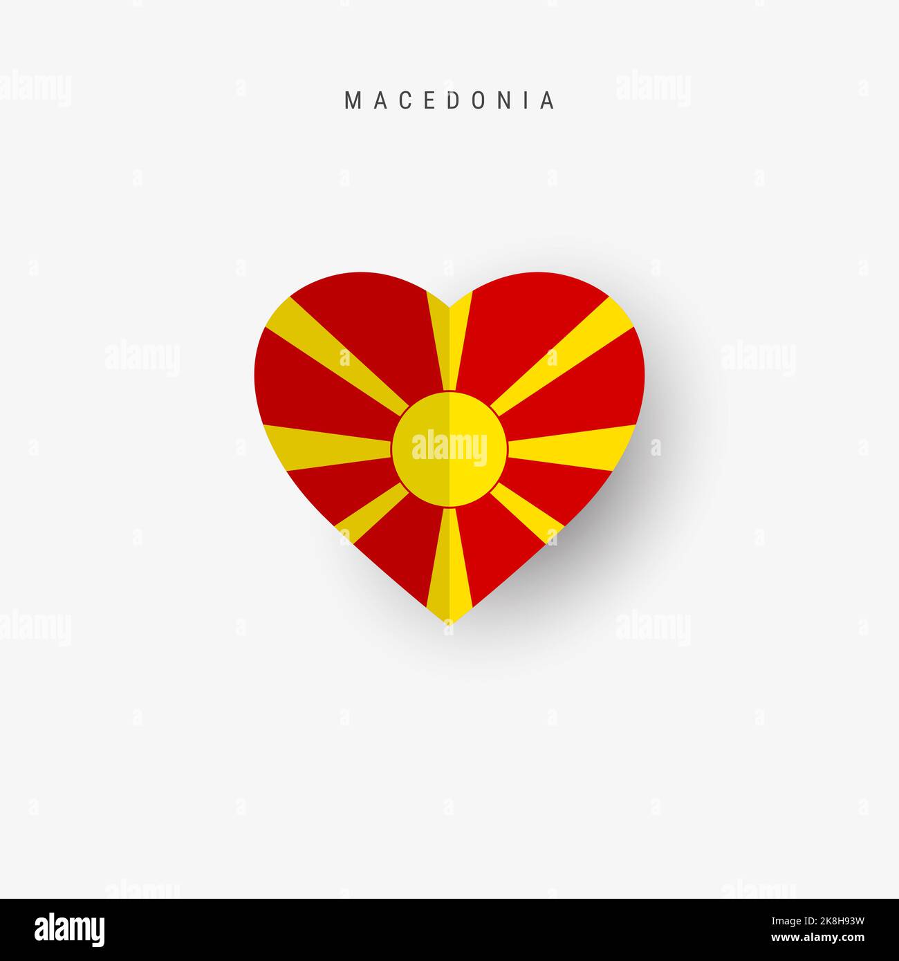 Macedonia heart shaped flag. Origami paper cut Macedonian national ...