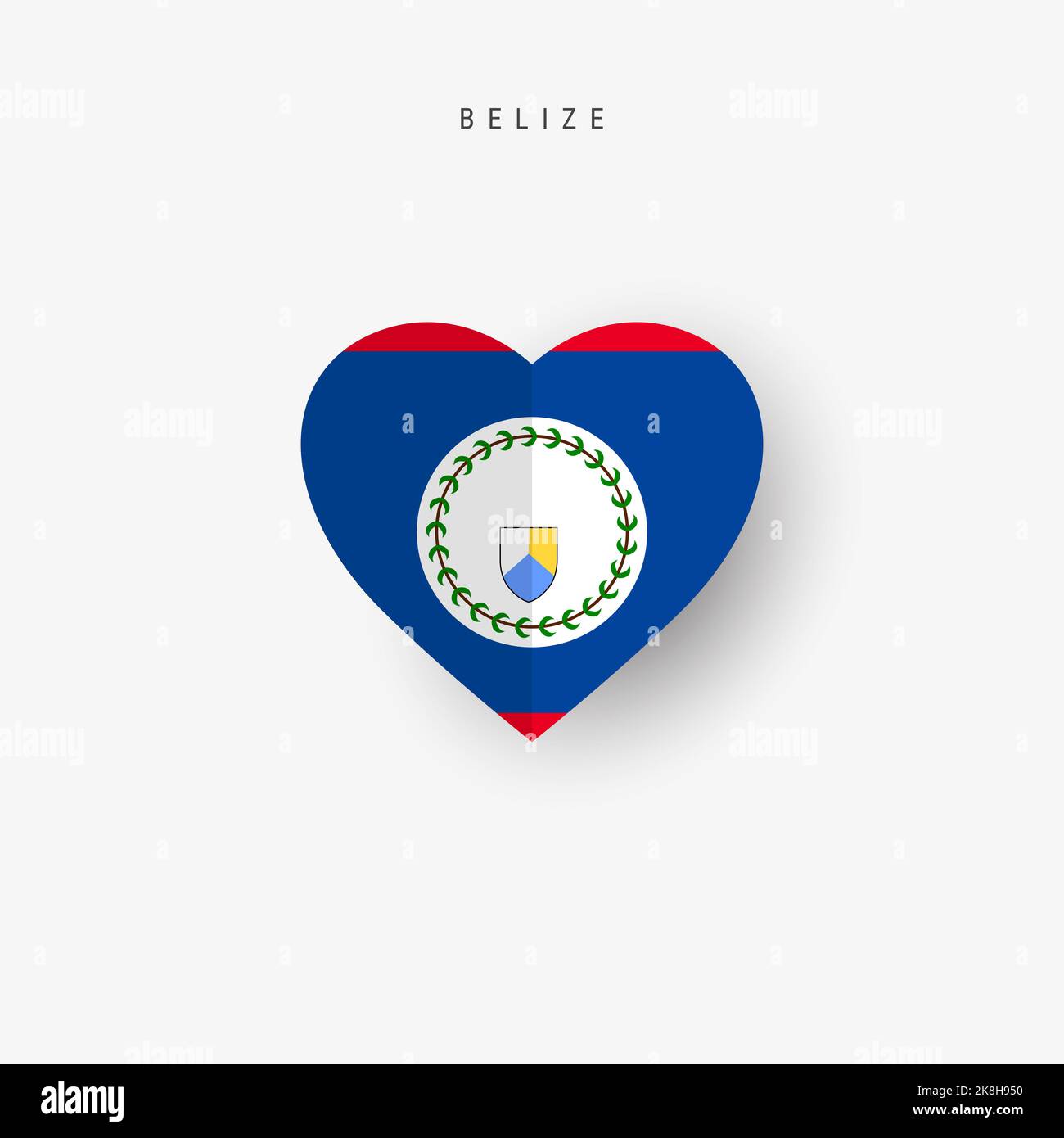 Belize heart shaped flag. Origami paper cut Belizean national banner ...