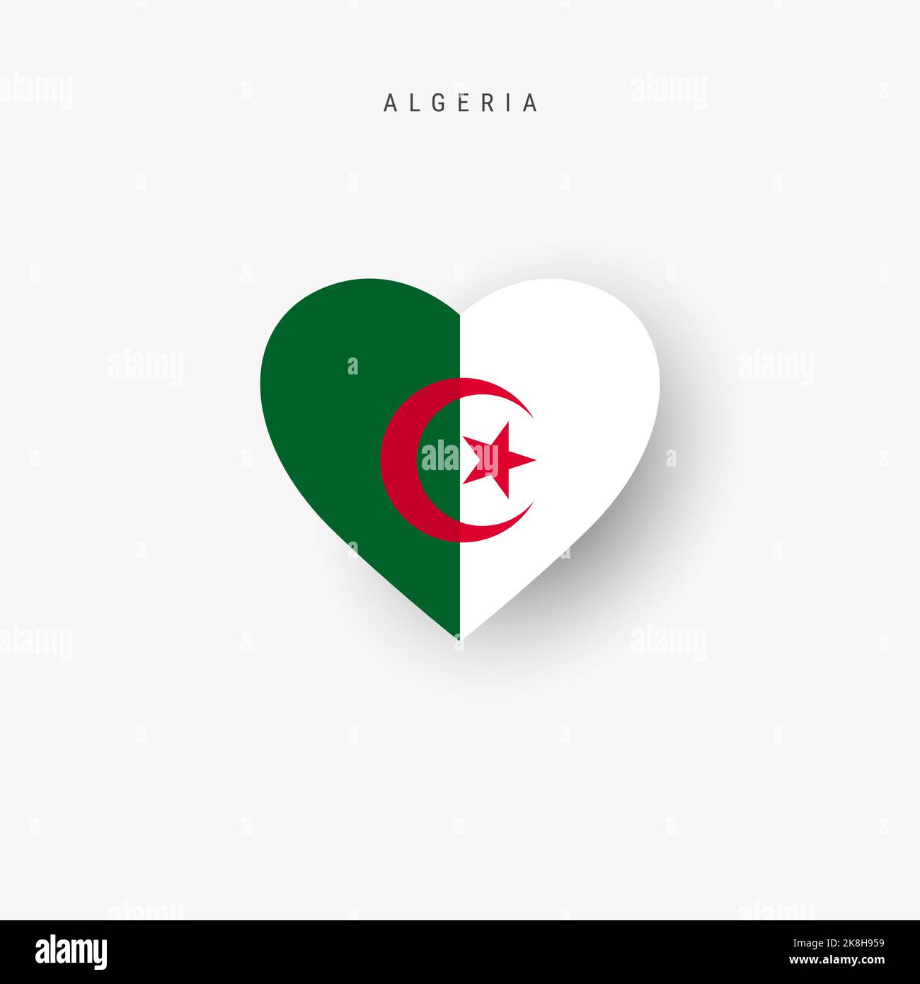 Algeria heart shaped flag. Origami paper cut Algerian national banner ...