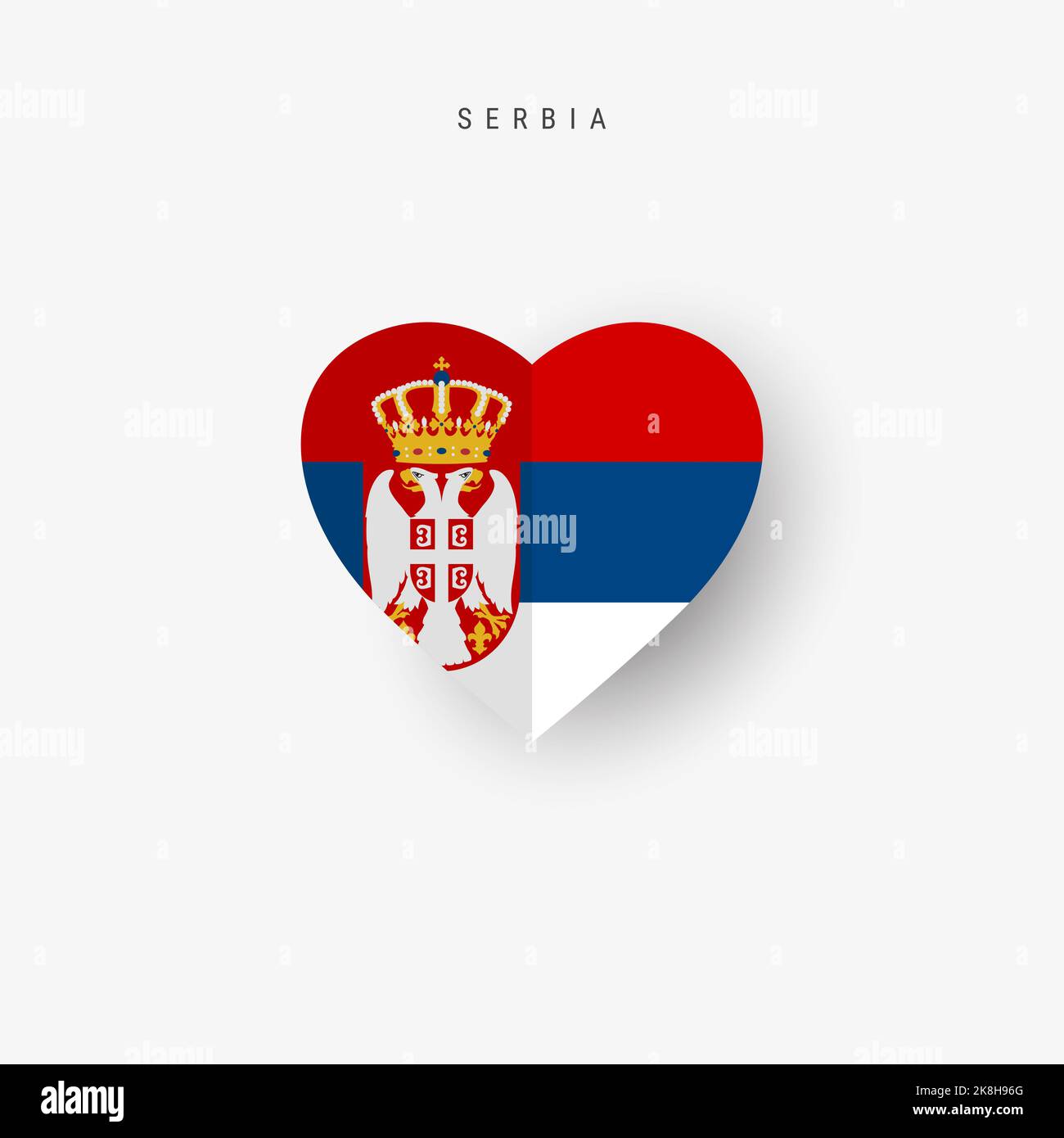 Serbia heart shaped flag. Origami paper cut Serbian national banner. 3D ...
