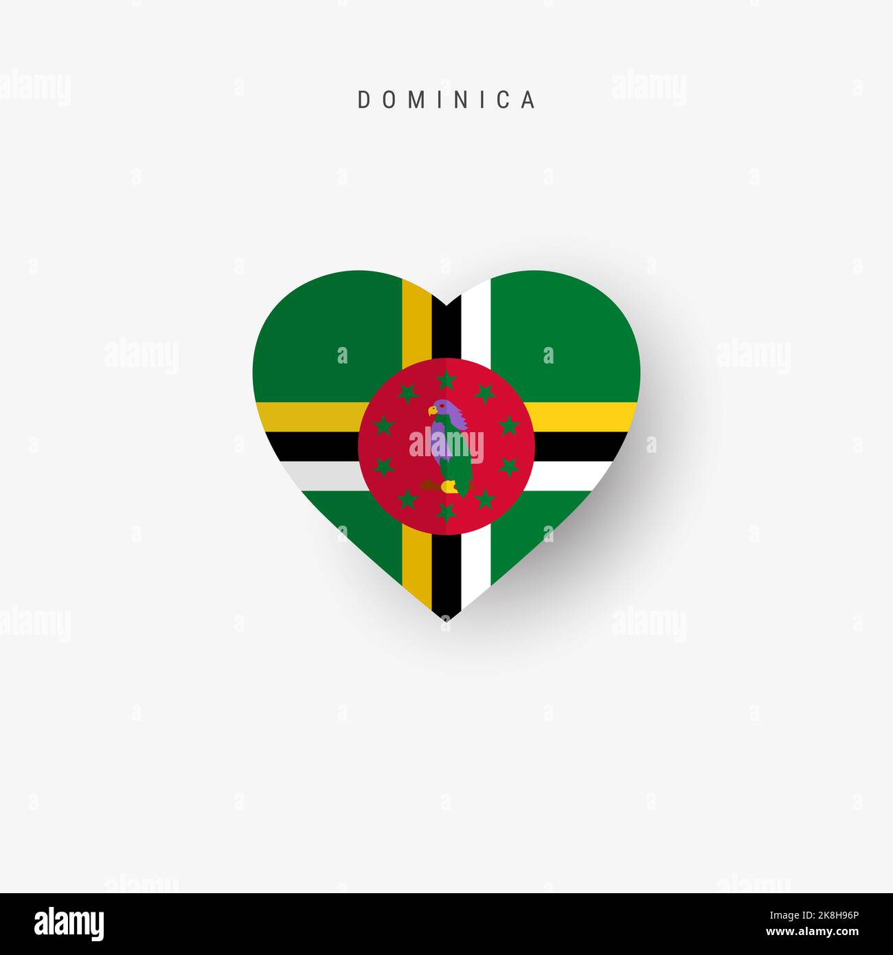 Dominica heart shaped flag. Origami paper cut Dominican national banner ...
