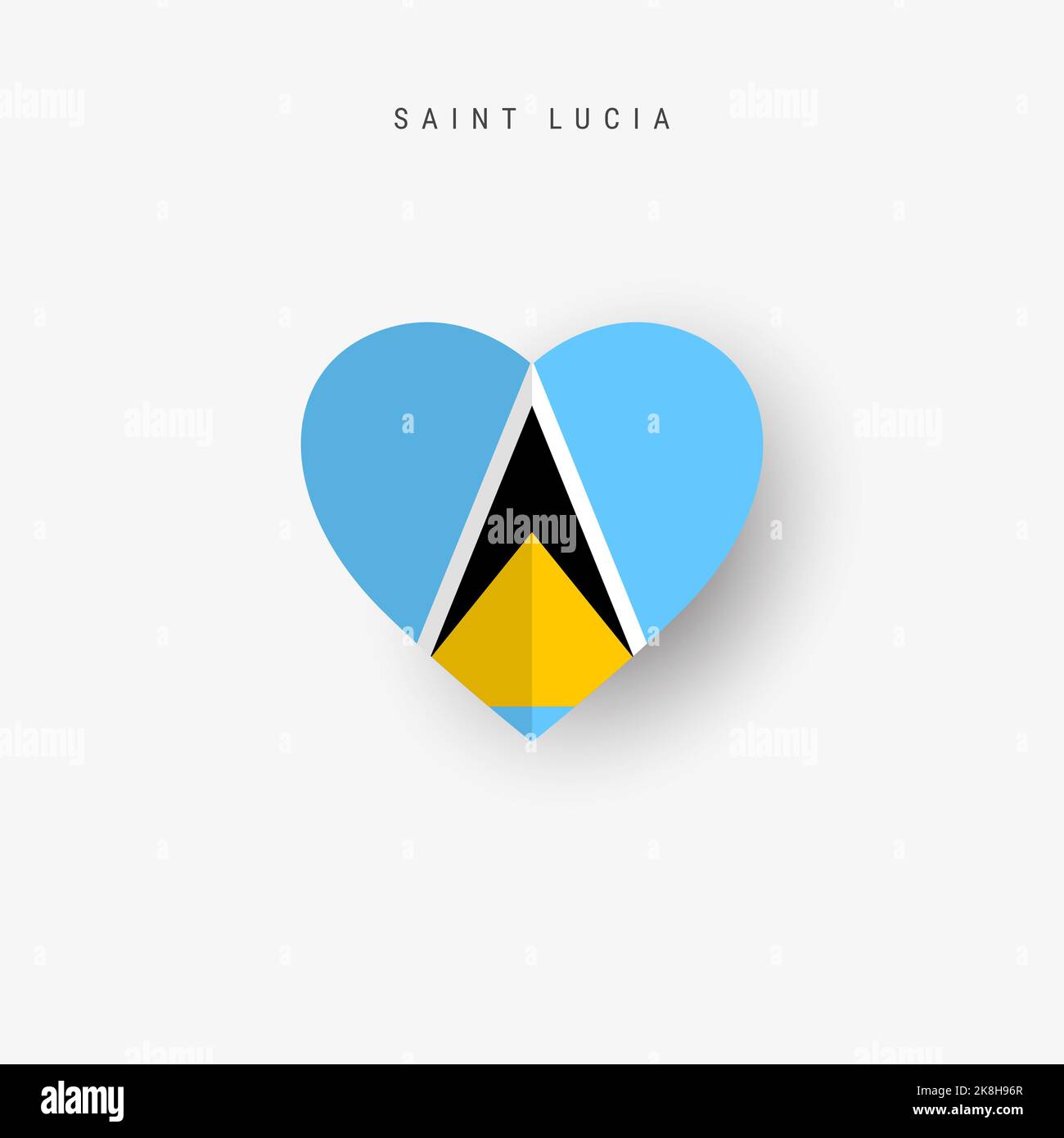 Saint Lucia heart shaped flag. Origami paper cut Saint Lucian national ...