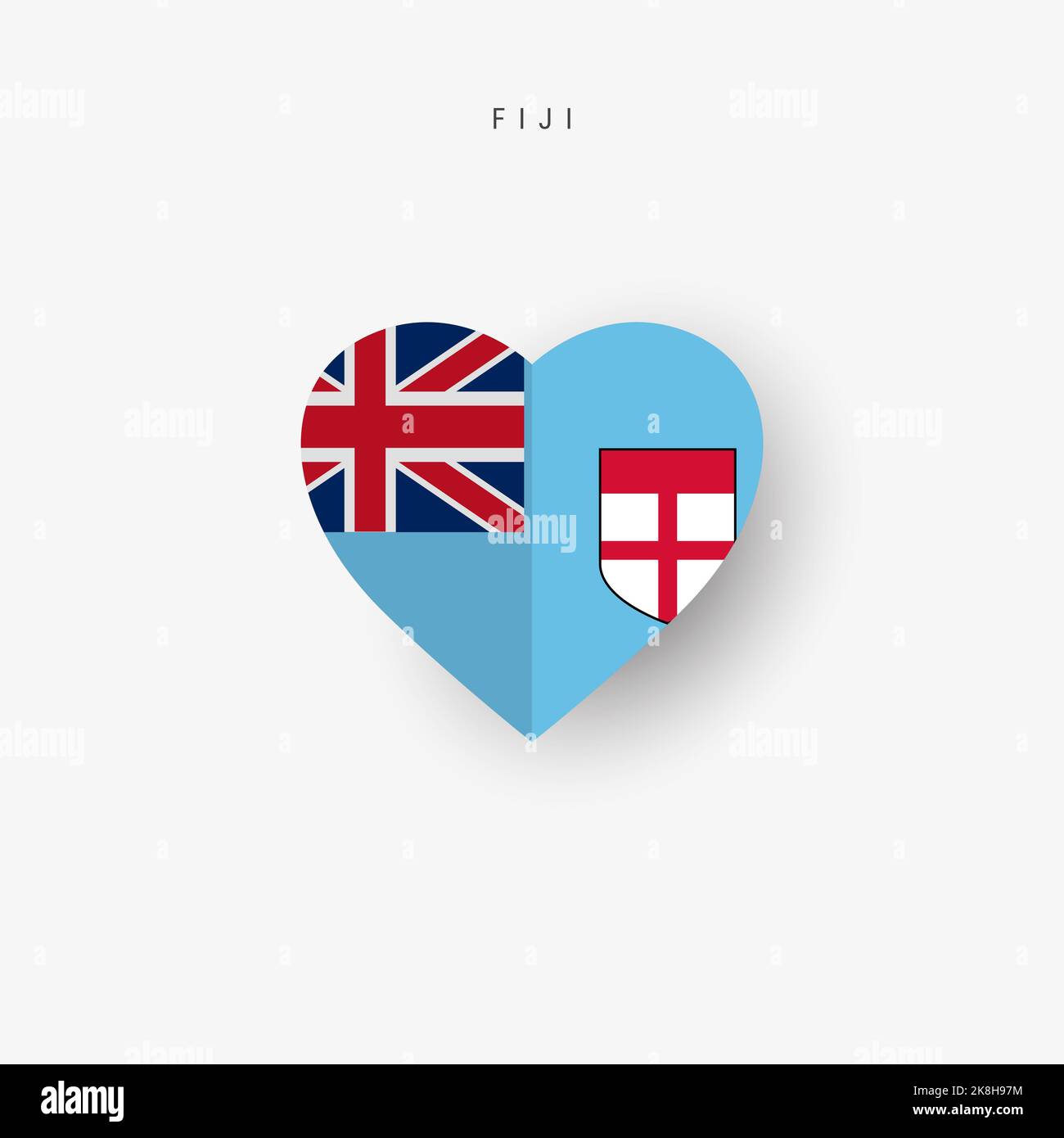 Fiji heart shaped flag. Origami paper cut Fijian national banner. 3D ...