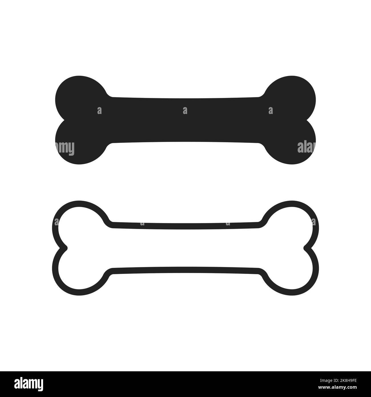 Dog bone black icon solid and outline style. Pet food flat illustration ...