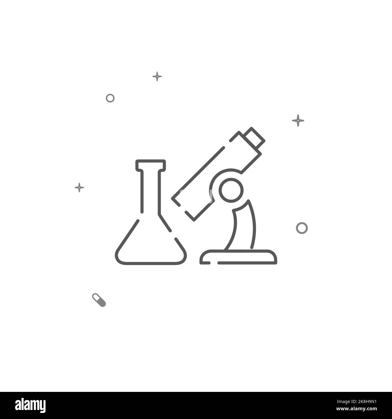 Laboratory, flask and microscope simple line icon. Symbol, pictogram ...