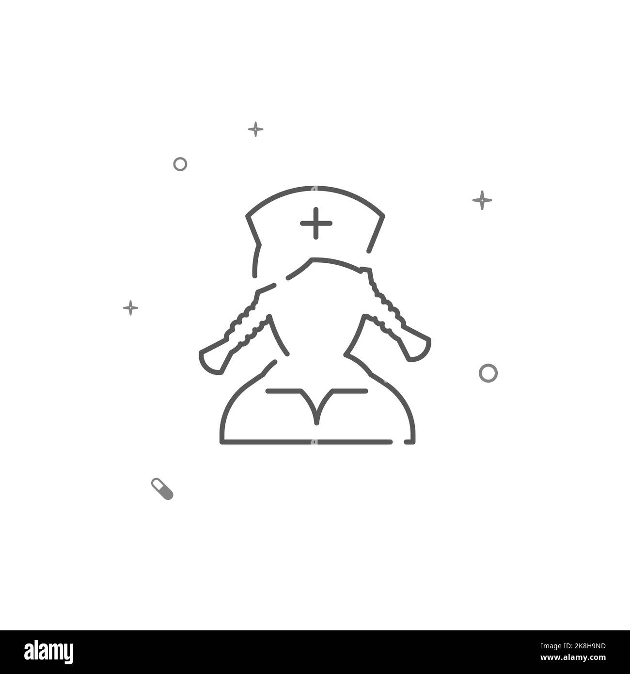 Nurse simple line icon. Symbol, pictogram, sign isolated on white ...
