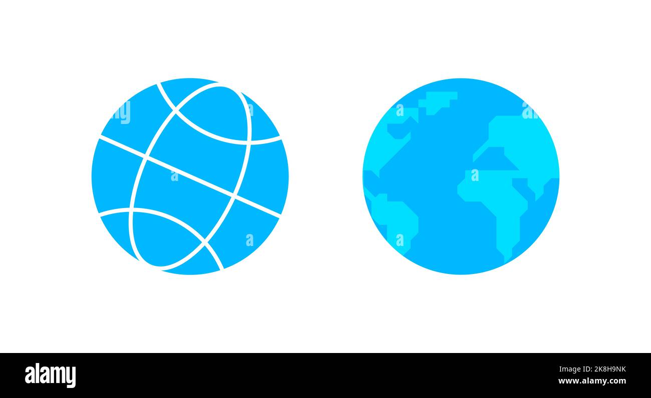 Globe, blue earth icon. Website homepage. Flat illustration isolated on ...