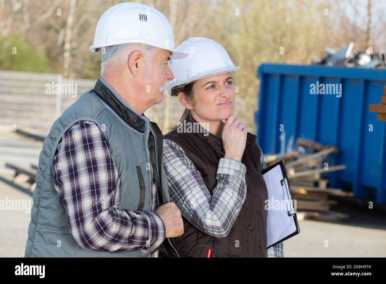 Confused female construction hi-res stock photography and images - Alamy