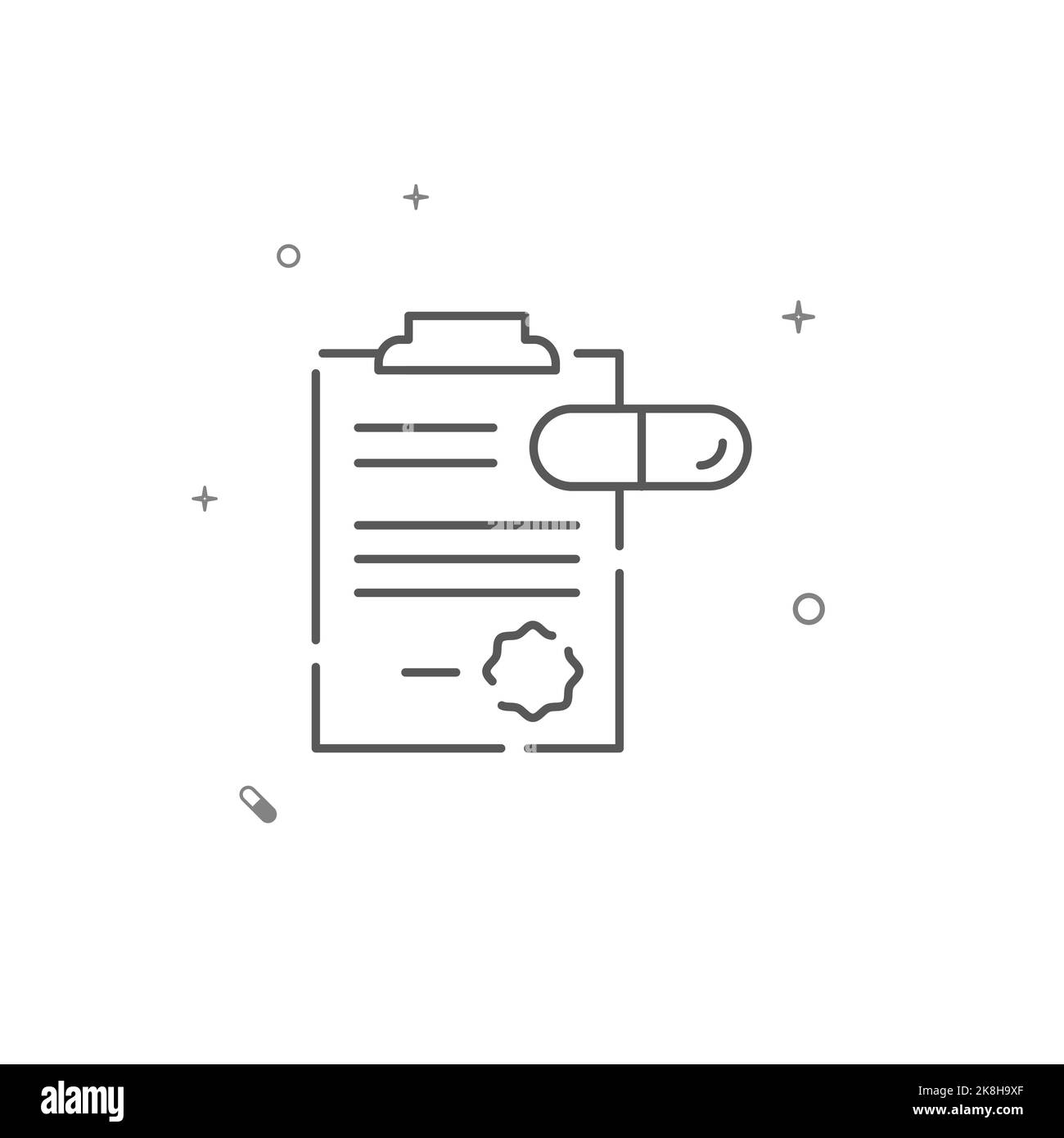 Medical prescription simple line icon. Symbol, pictogram, sign isolated ...