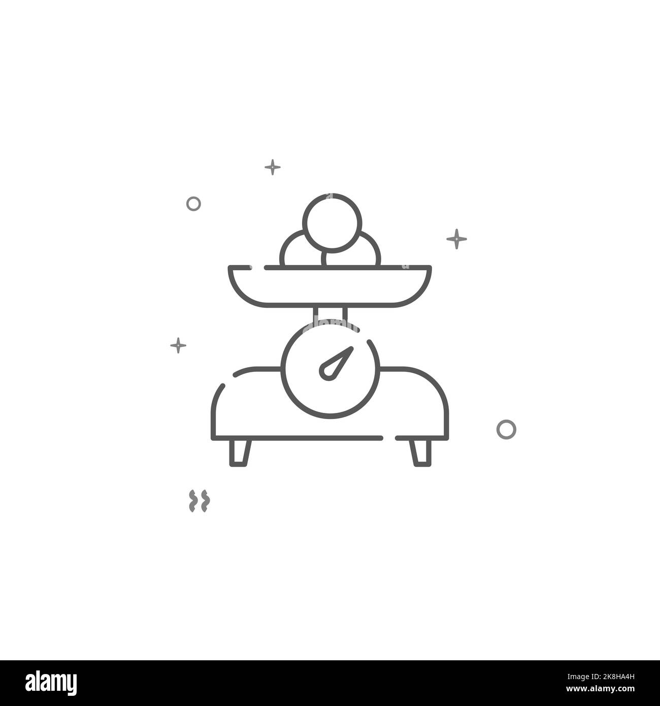 Spring scales with vegetables or fruits simple line icon. Symbol ...