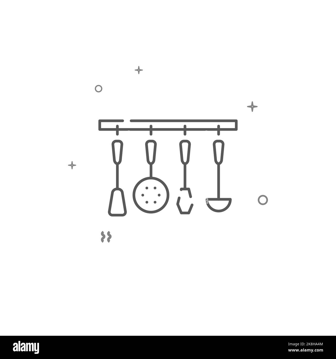 Hanging kitchen tools simple line icon. Symbol, pictogram, sign ...