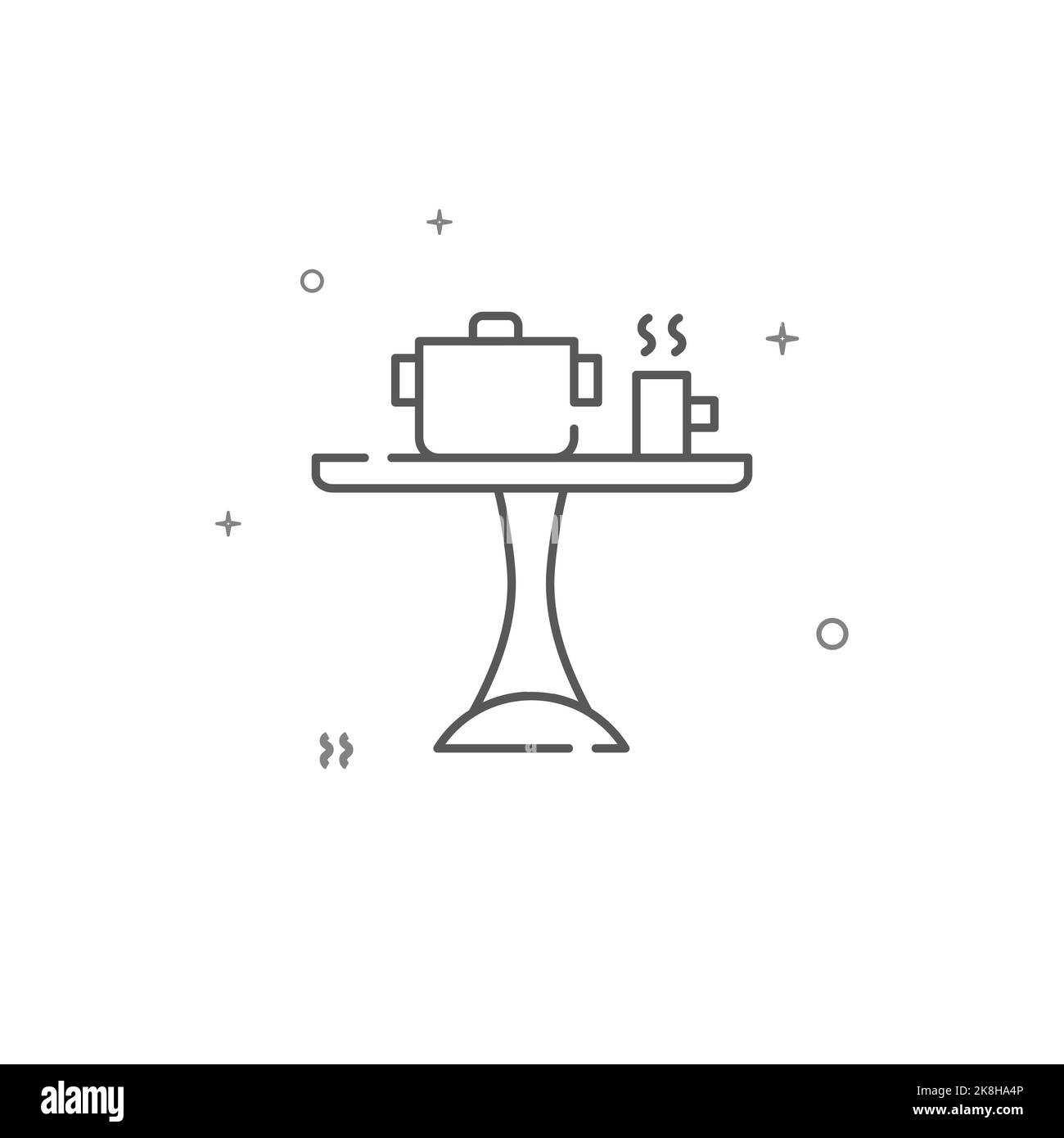 Lunch on the table simple line icon. Symbol, pictogram, sign isolated ...