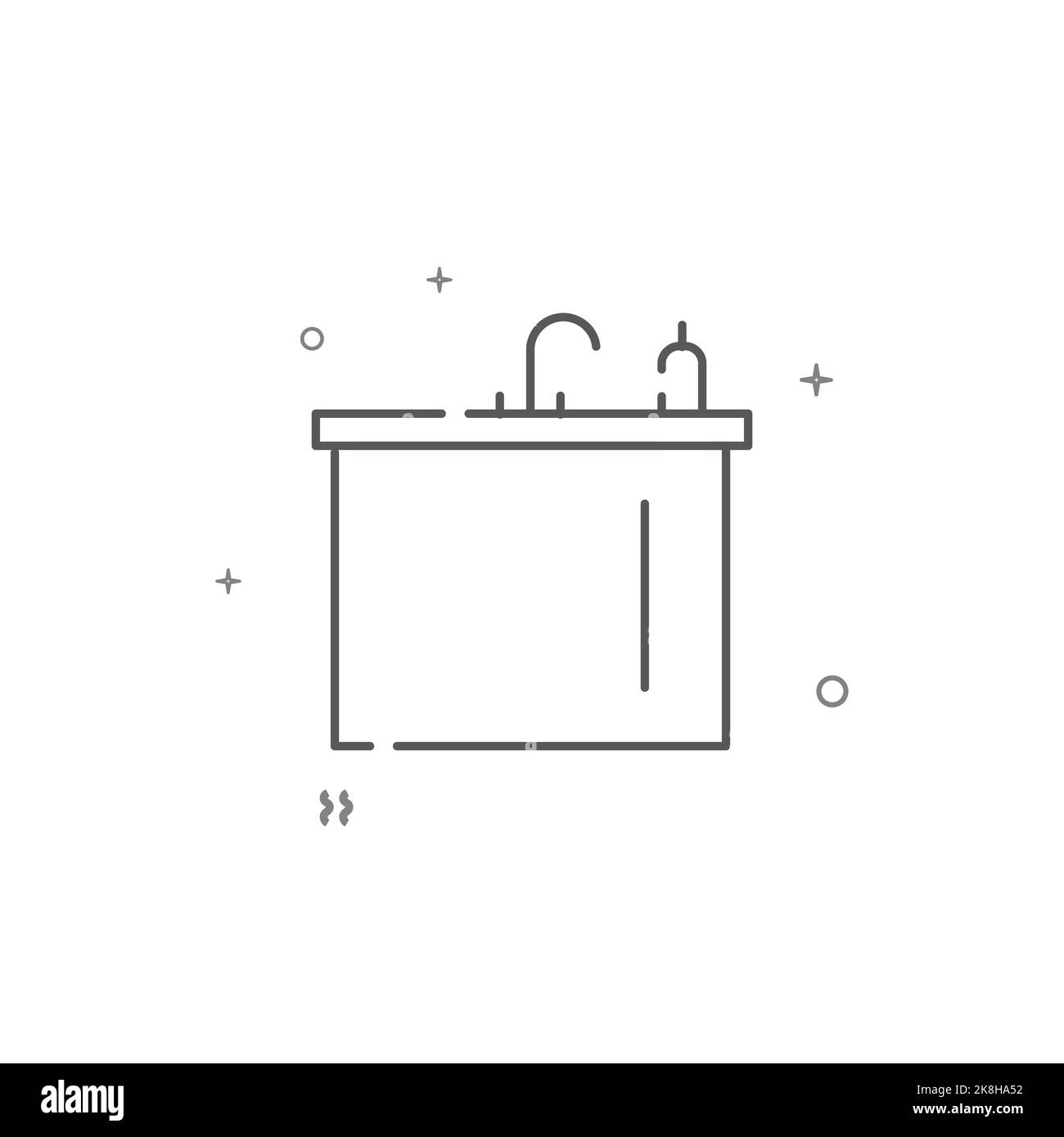 Kitchen sink simple line icon. Symbol, pictogram, sign isolated on ...