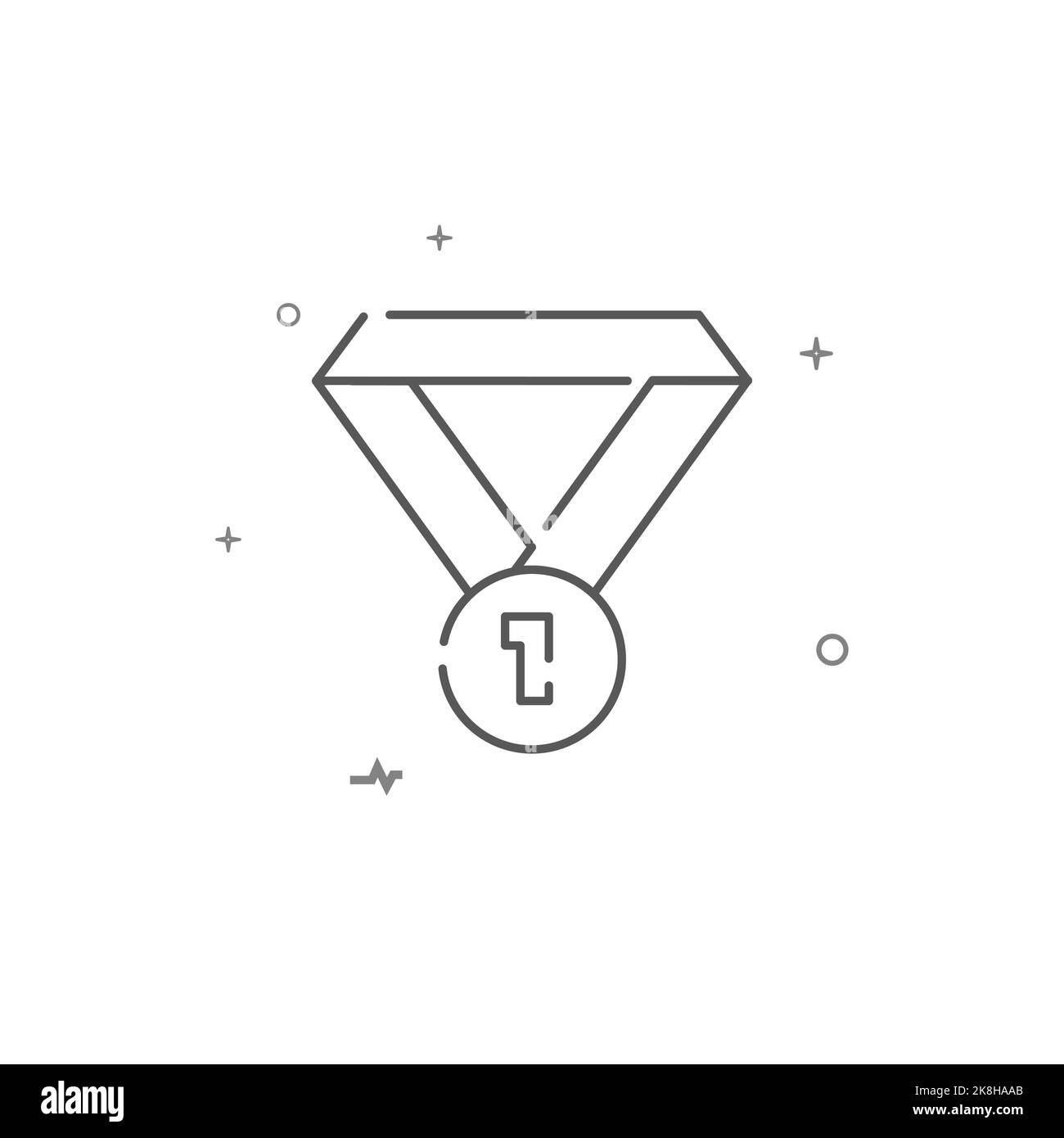 Ribbon medal, achievement simple line icon. Symbol, pictogram, sign ...
