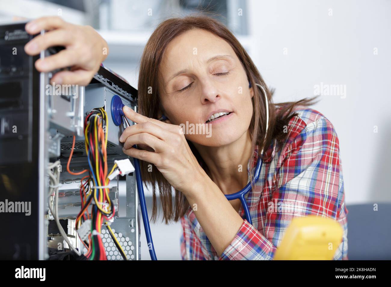 woman taking care of a pc Stock Photo - Alamy