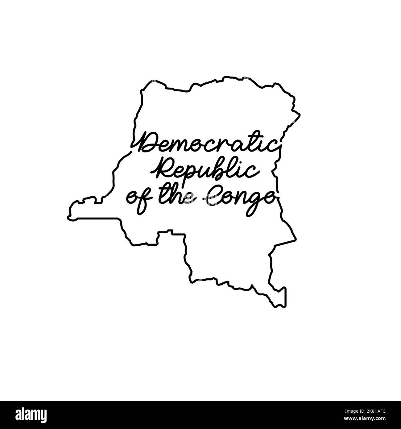Democratic Republic of the Congo outline map with the handwritten ...