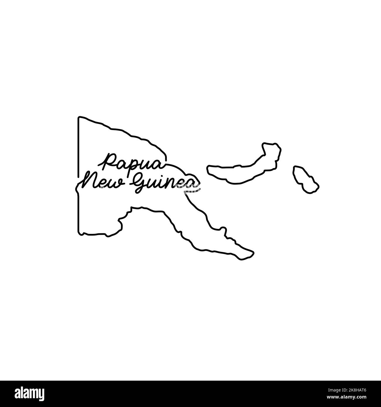Papua New Guinea outline map with the handwritten country name ...