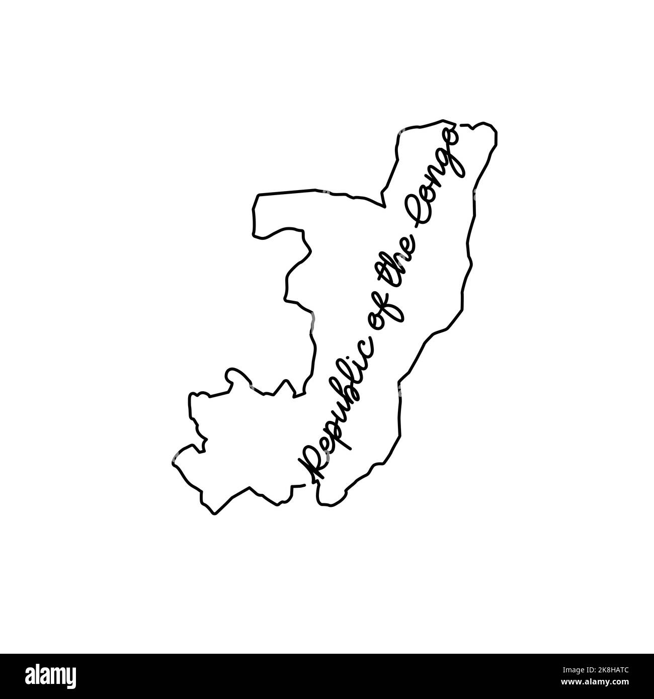 Republic of the Congo outline map with the handwritten country name ...