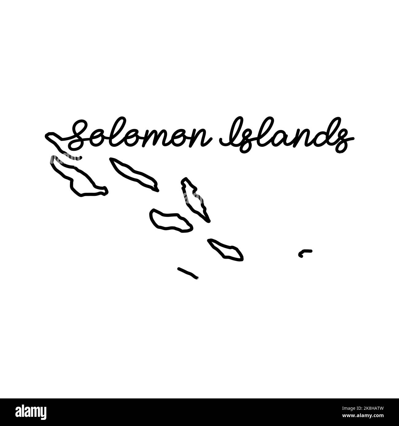 Solomon Islands outline map with the handwritten country name ...