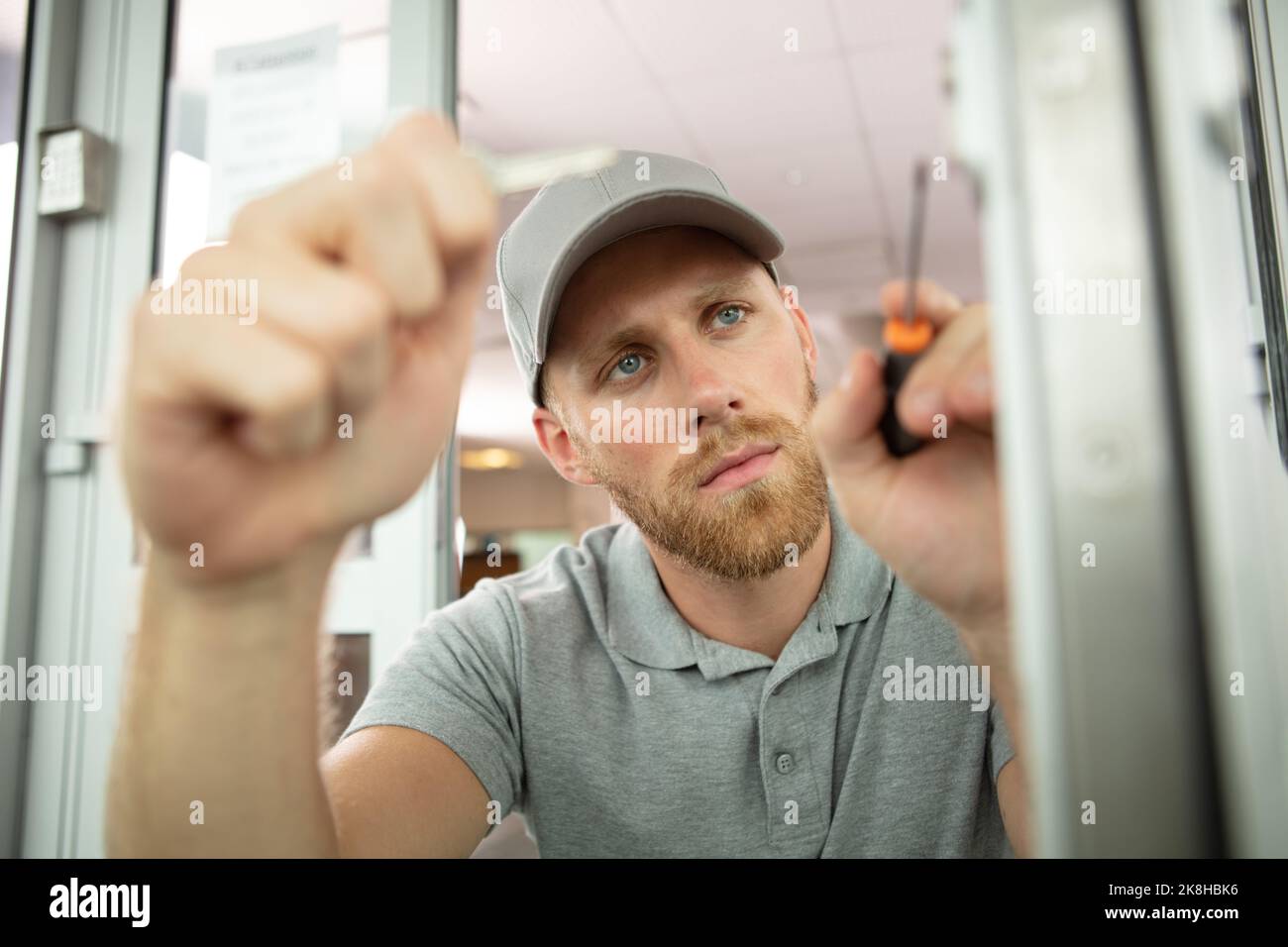 contractor testing key in new window Stock Photo - Alamy