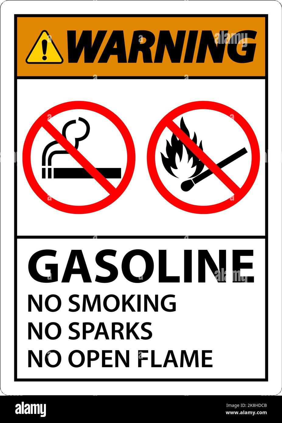 Warning Gasoline No Smoking Sparks Or Open Flames Sign Stock Vector ...