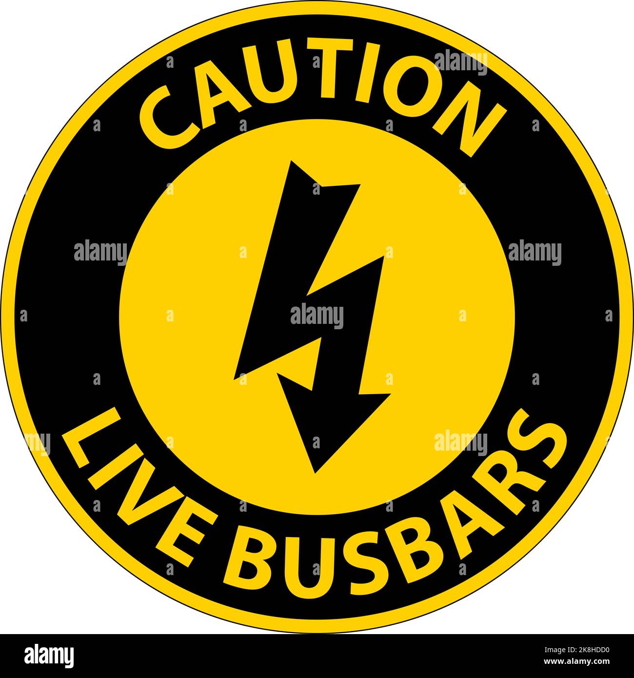 Caution Live Busbars Sign On White Background Stock Vector Image & Art ...