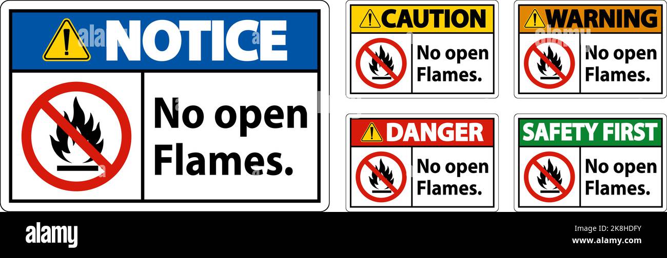No Open Flames Label Sign On White Background Stock Vector Image & Art ...